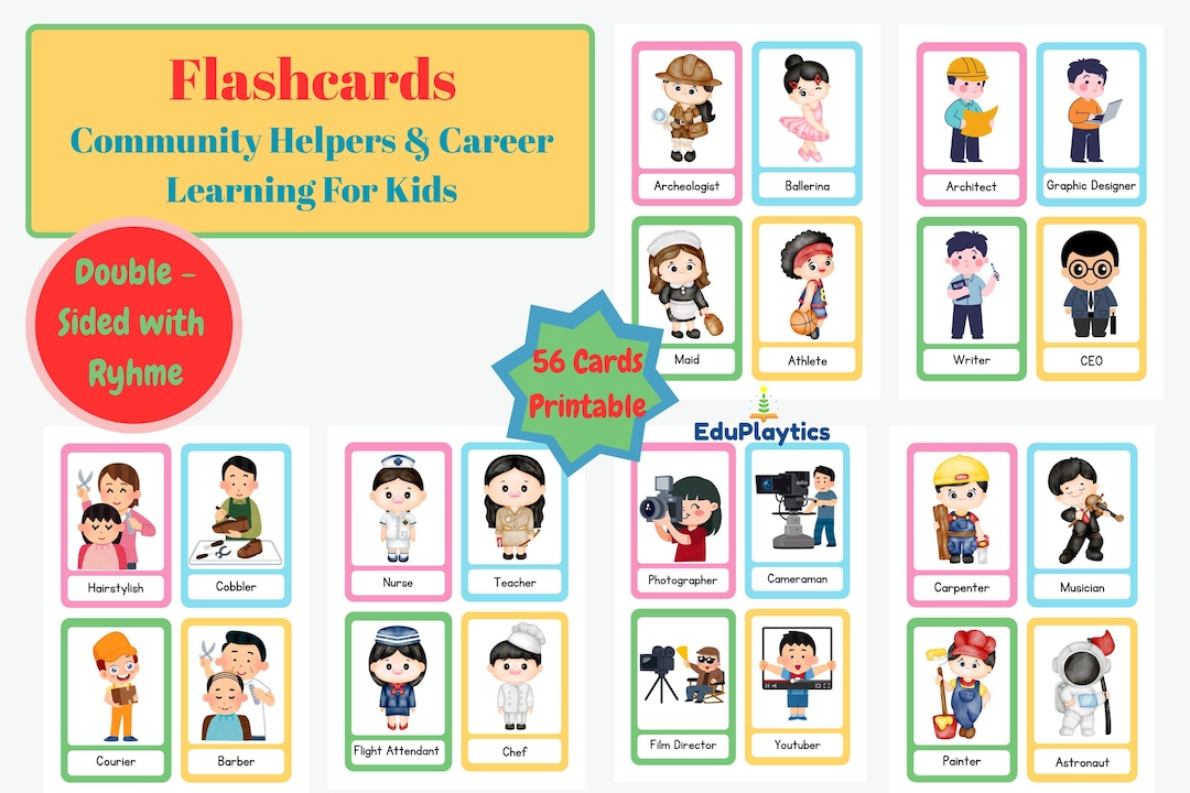 56 Professions Flashcards for Kids Printable | Preschool & Kindergarten ...
