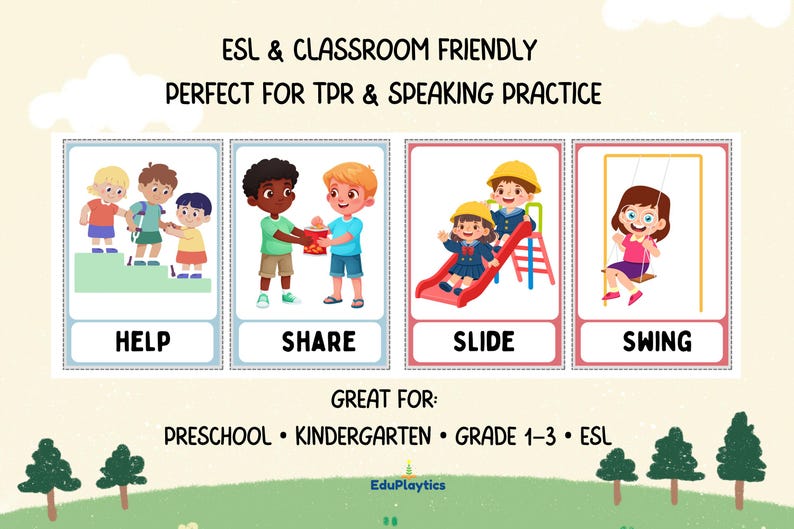 Action Verb Flashcards | ESL, Preschool Learning (PDF Digital File) - Etsy