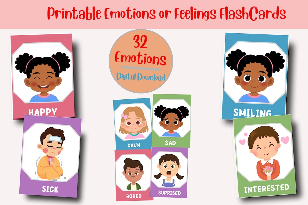 Emotions Flashcards for Kids Printable | Feelings Cards for Preschool ...