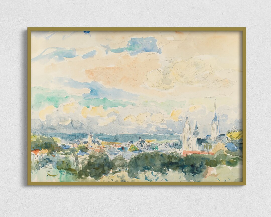 Paris Spring Watercolor Cityscape: Vintage French Art Print (digital ...