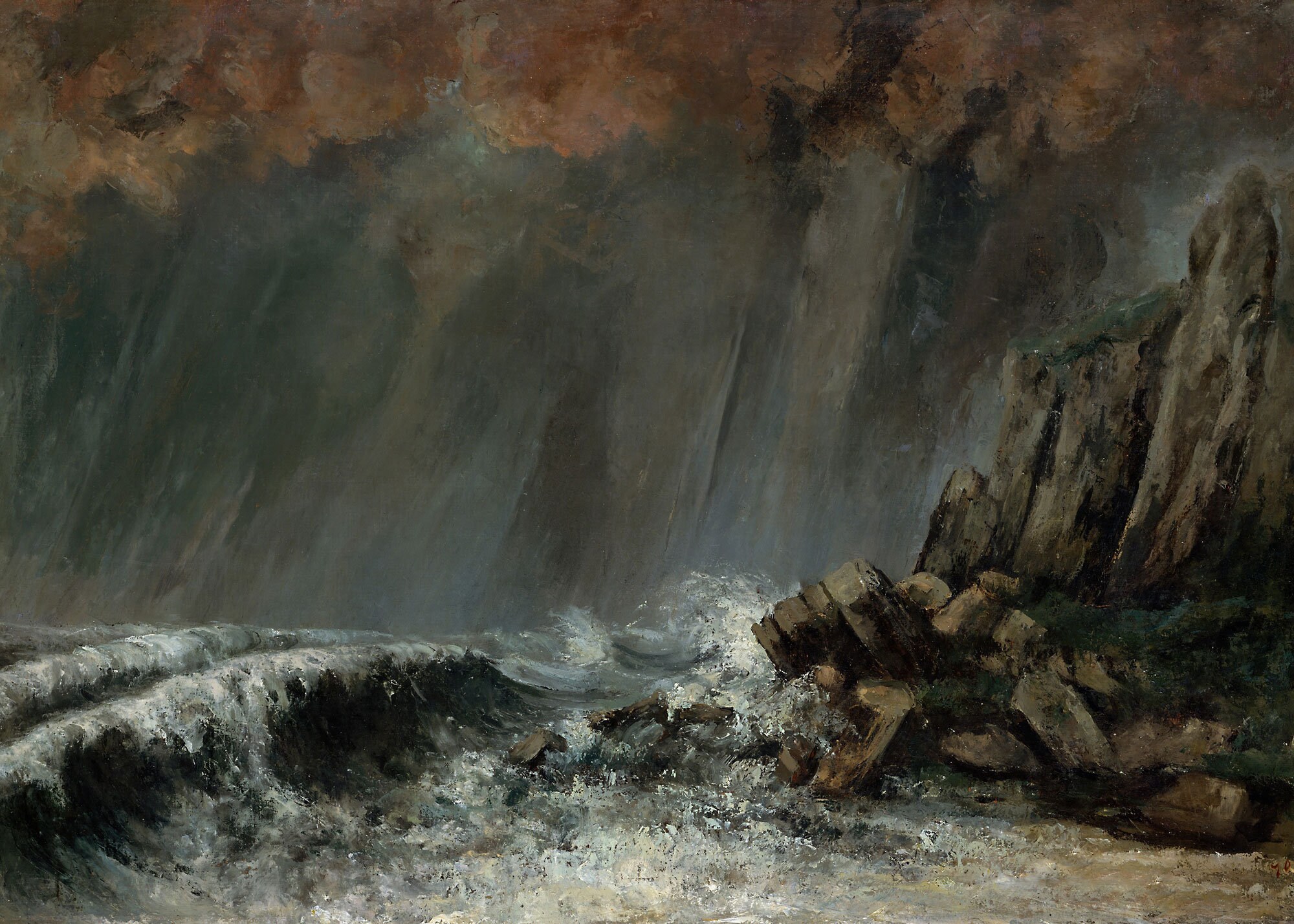 Dark Seas Storm Painting Vintage Stormy Sea Art Print | Etsy