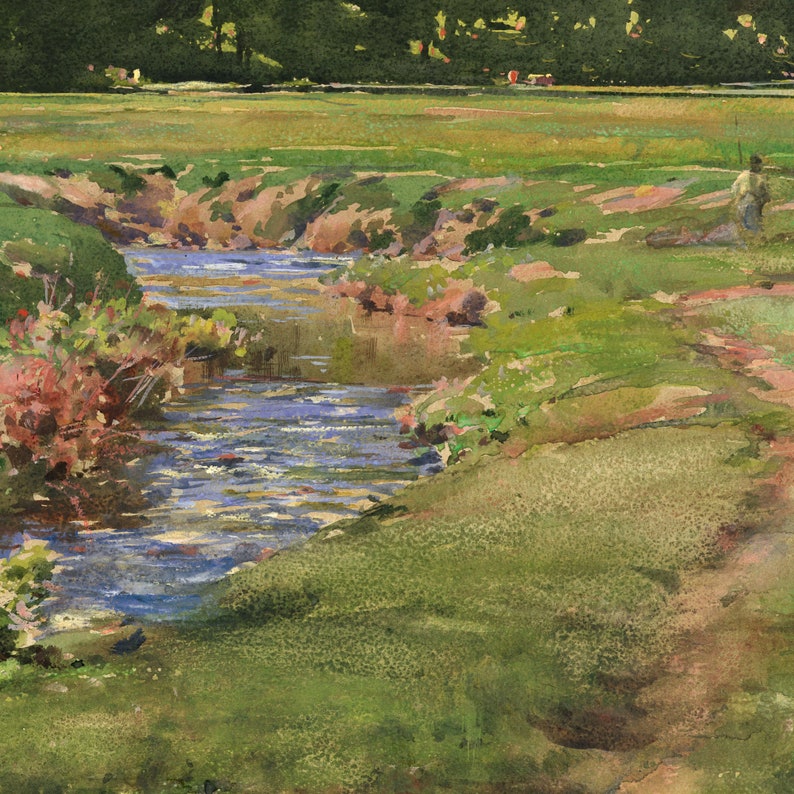 Beside the Stream Vintage Field Landscape Digital Download | Etsy