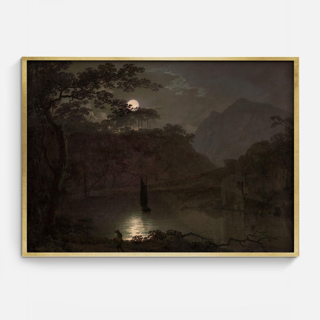 Full Moon on the Water | Spooky Gothic Art Print, Halloween Home Decor ...