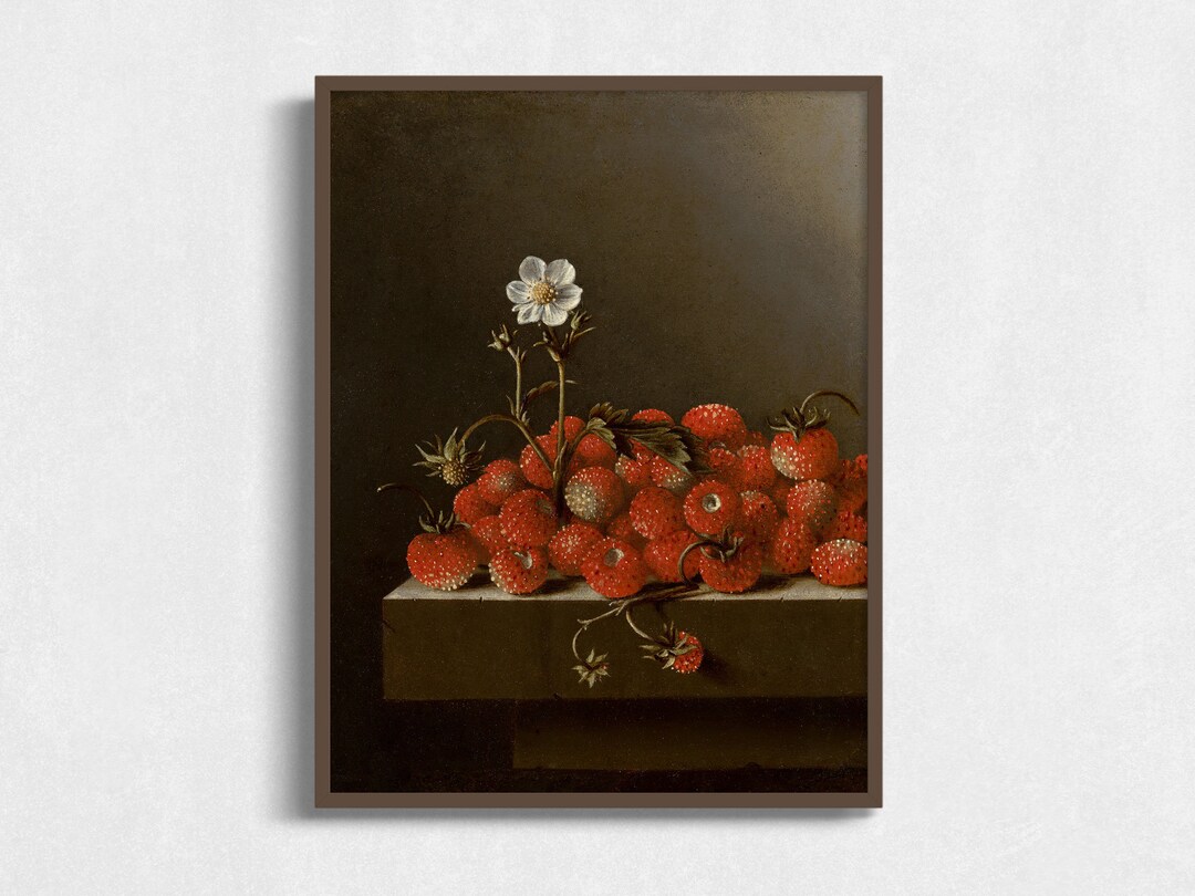 Strawberries Still Life | Vintage Artwork Digital Download Moody ...