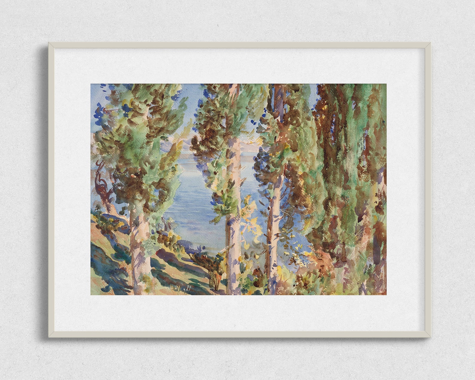 Cypress Trees Watercolor Vintage Artwork Digital Download | Etsy