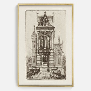 Haunted Mansion Gothic Art Sketch Printable, Antique Spooky House ...