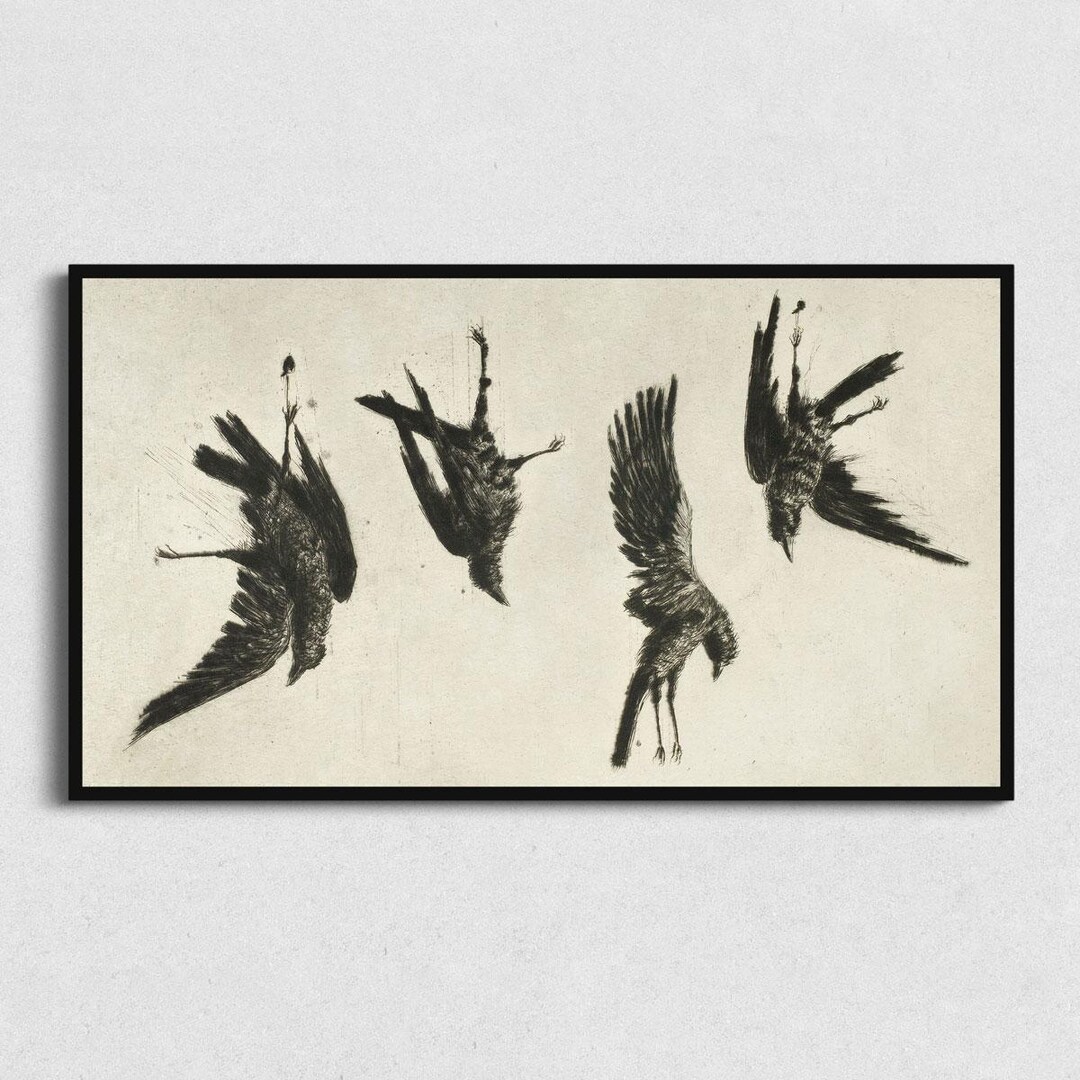 Falling Ravens Samsung Frame TV Art: Spooky Halloween Decor (digital ...