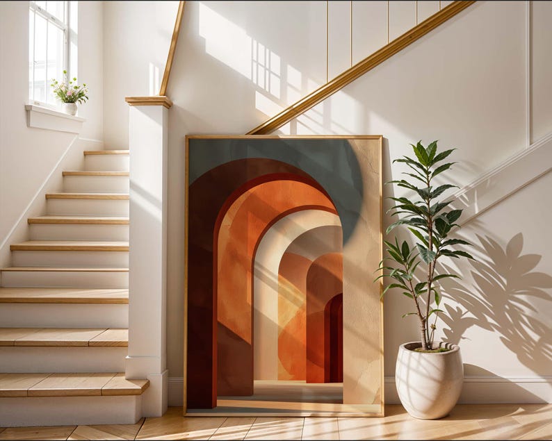 Terracotta Archway Printable Wall Art, Abstract Sunlit Arches Poster ...