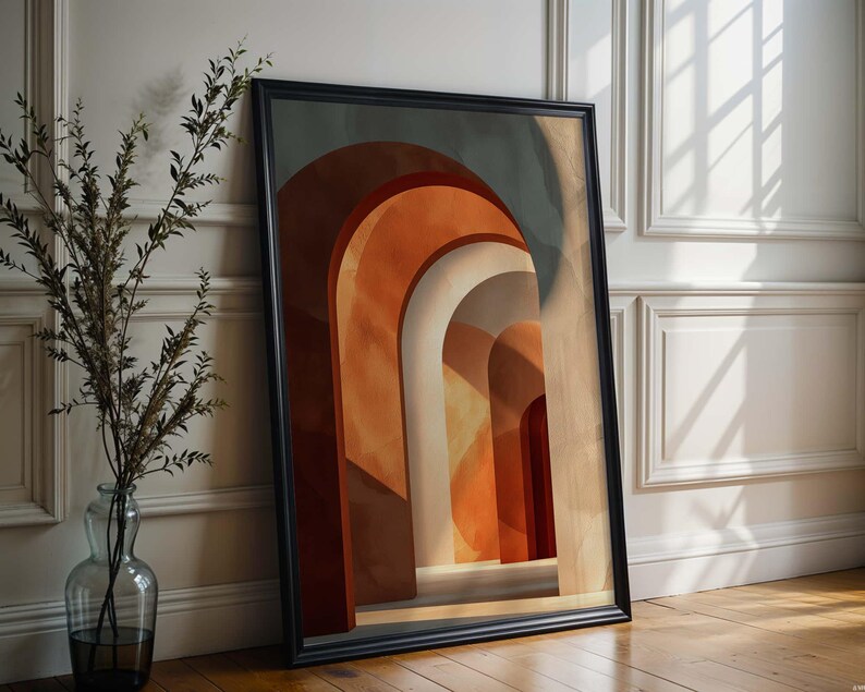 Terracotta Archway Printable Wall Art, Abstract Sunlit Arches Poster ...