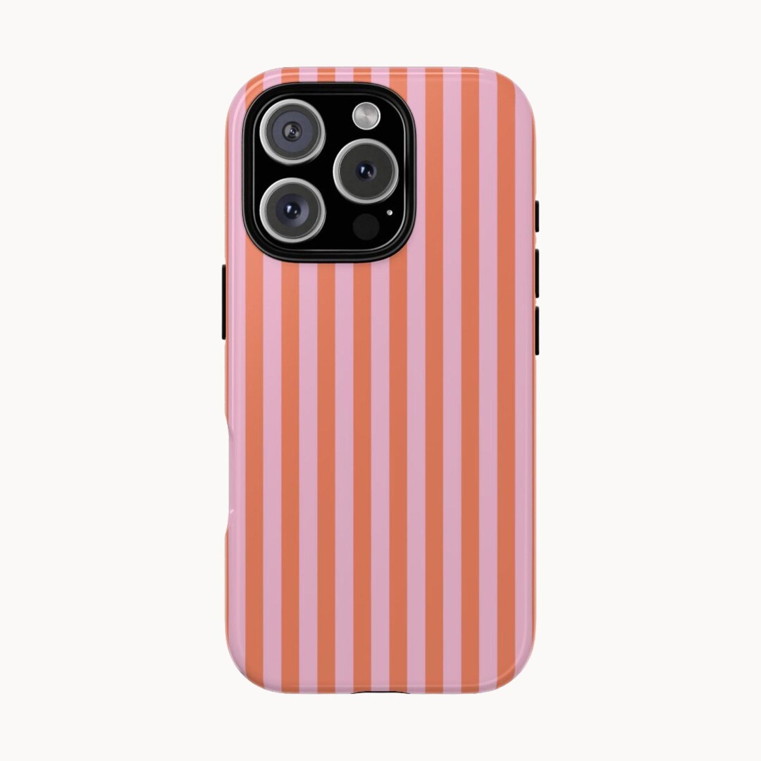 Pink Stripe Phone Case: Modern Aesthetic Design - Etsy