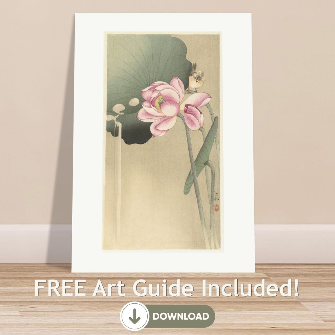Ohara Koson Lotus Print, Japanese Flower Art Digital Download, Songbird ...