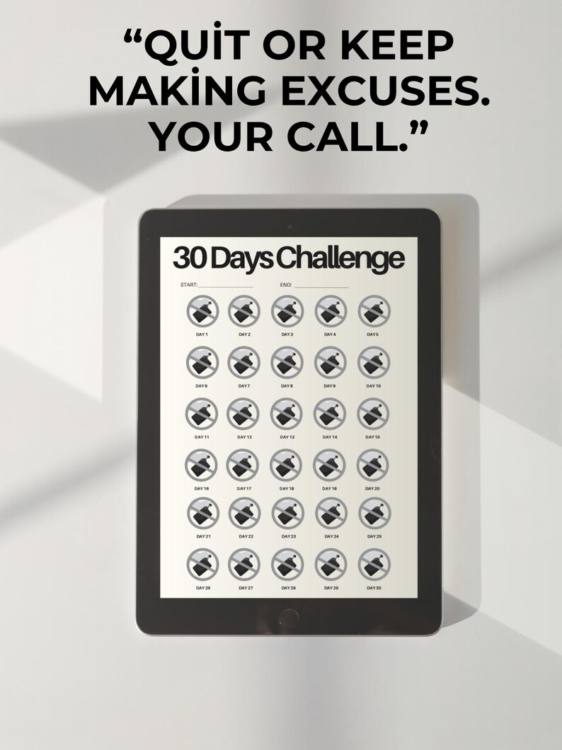 Quit Vaping 30 Days Challenge. Printable Stop Vaping Tracker. - Etsy