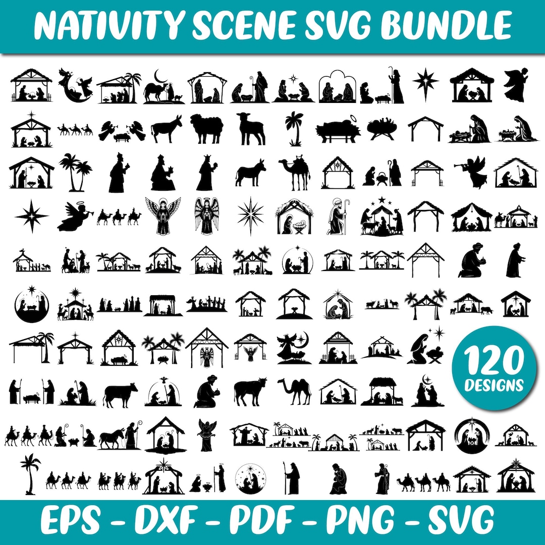 120 Krippe svg: Krippe Silhouette svg, Oh heilige Nacht svg, Stille ...