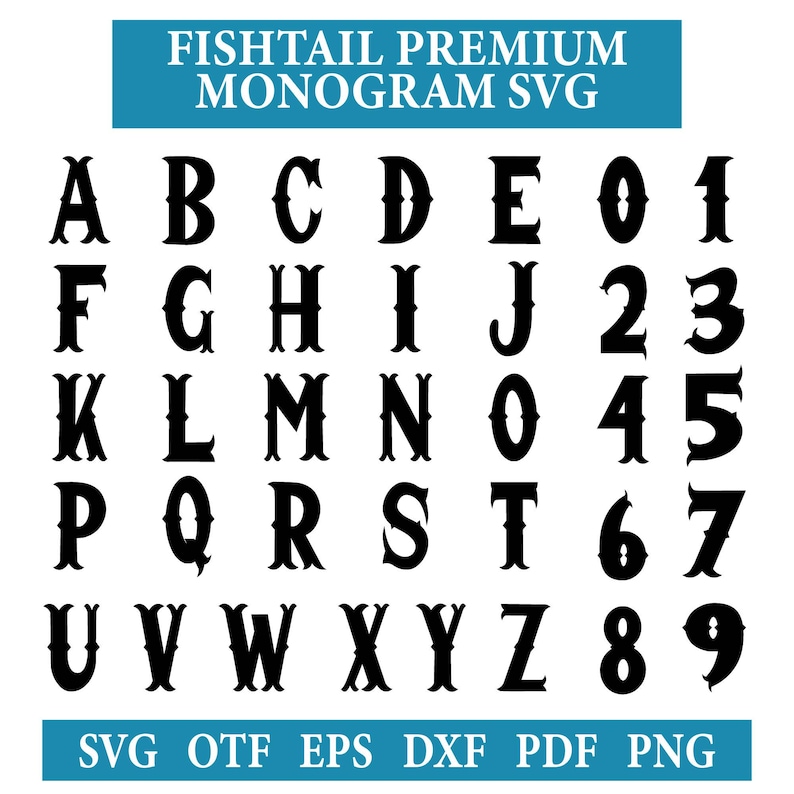 Fishtail Monogram SVG: Fishtail Alphabet Svg, Monogram Alphabet ...