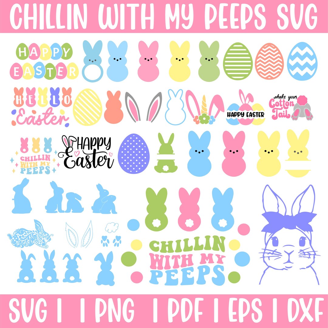 26 Easter Peeps SVG PNG Bundle: Easter Peeps Svg, Easter Bunny Svg ...