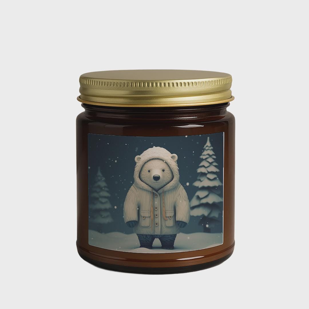 Scented Candle With Cute Polar Bear Winter Design, Cozy Home Fragrance ...