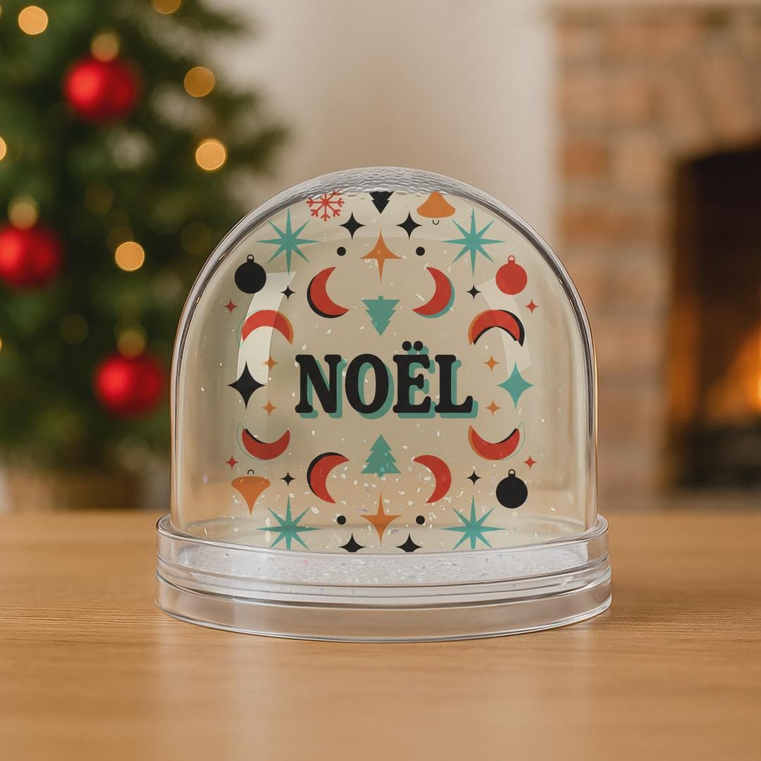 Snow Globe Retro Mid-century Modern Noël Graphic Design Unique Holiday ...