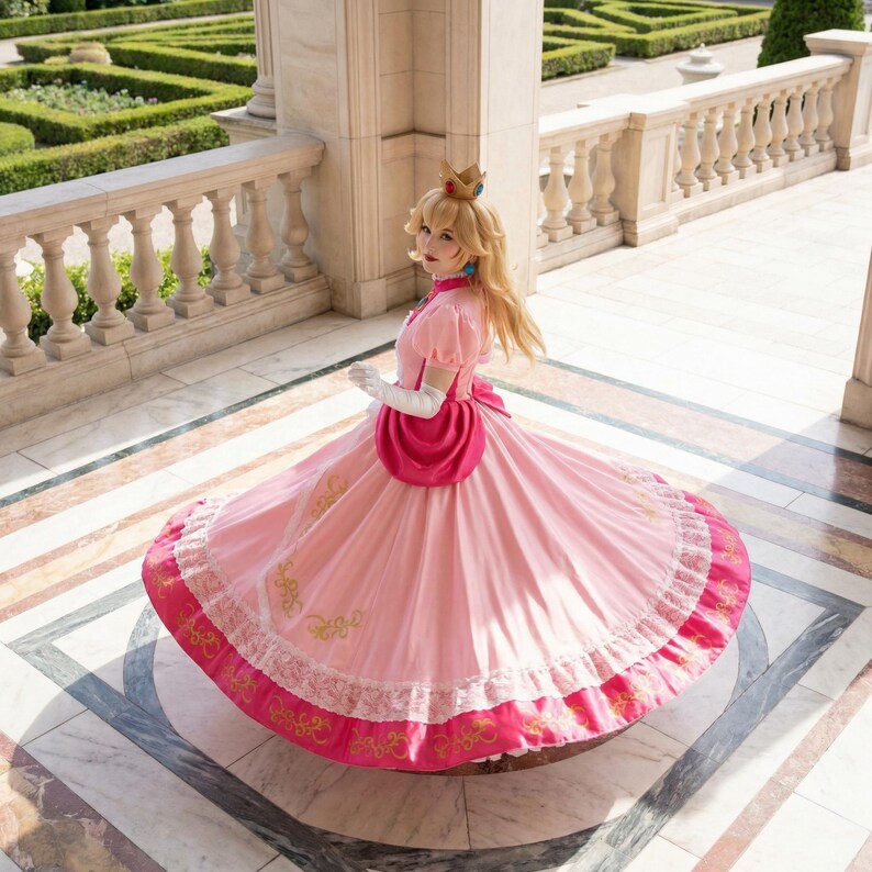 Peach Princess Radio Game Costume for Women, Gorgeous Upgraded Full ...