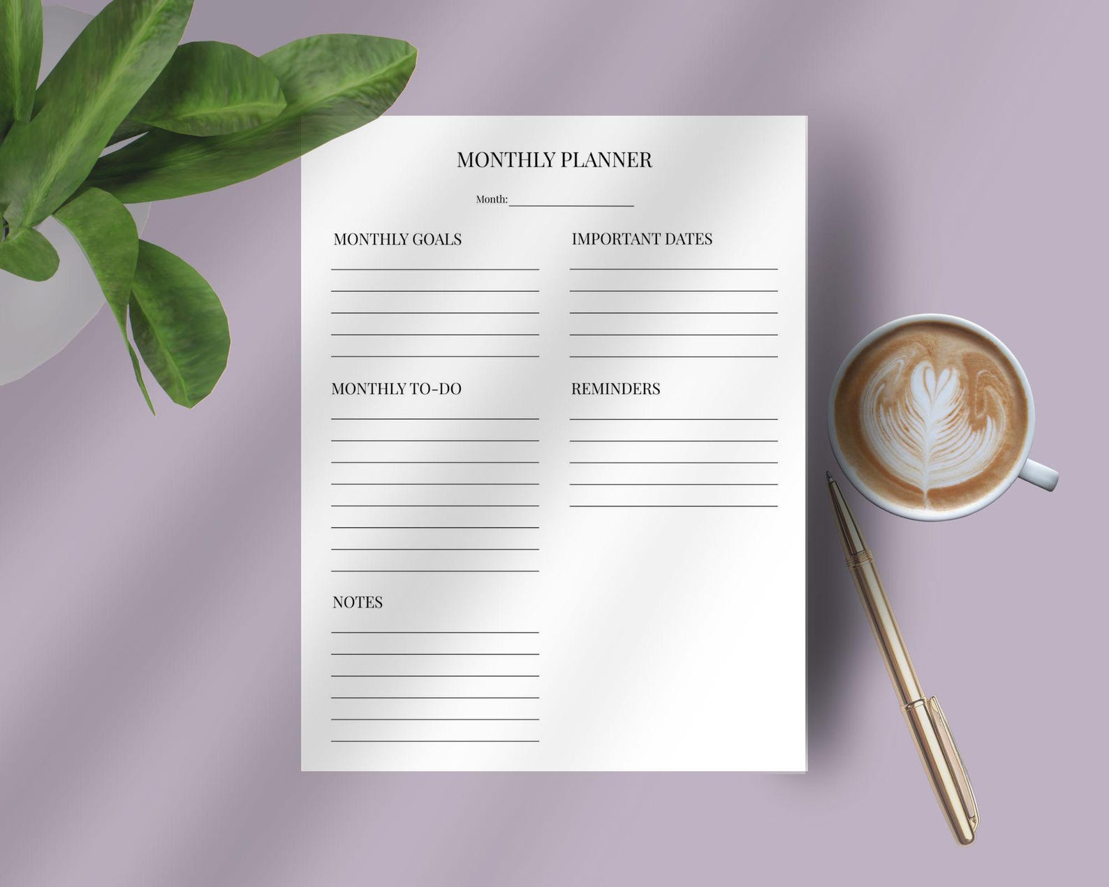 Minimalist Monthly Planner Printable A4 and US Letter - Etsy