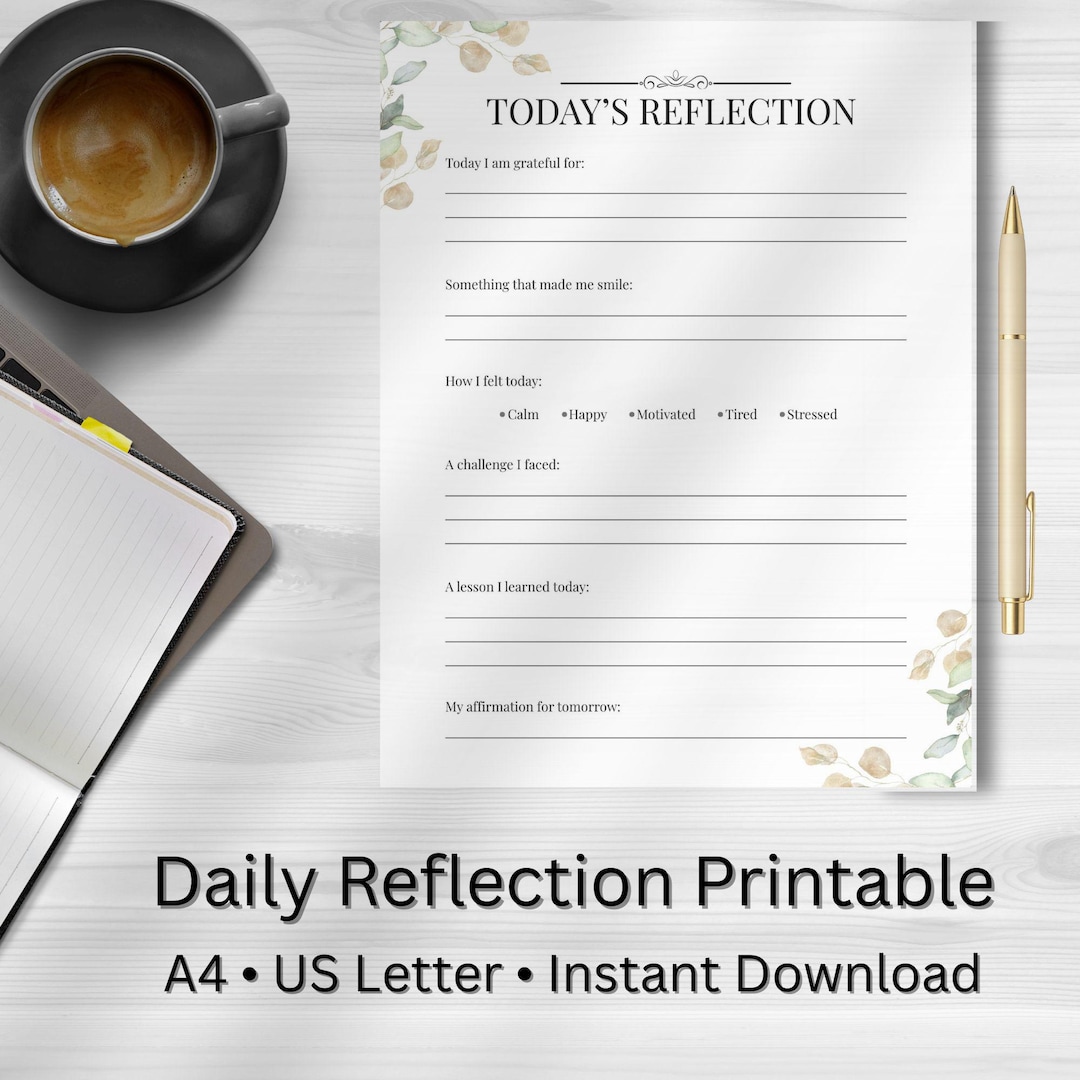Daily Reflection Printable | A4 & US Letter | Minimalist Journal Page ...