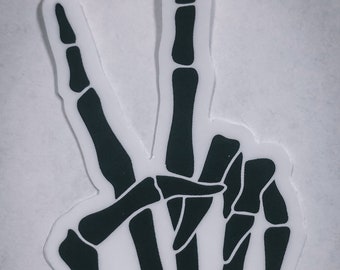 Skeleton Hand Peace Sign Sticker Vinyl Decal - Waterproof Vinyl, Skull ...