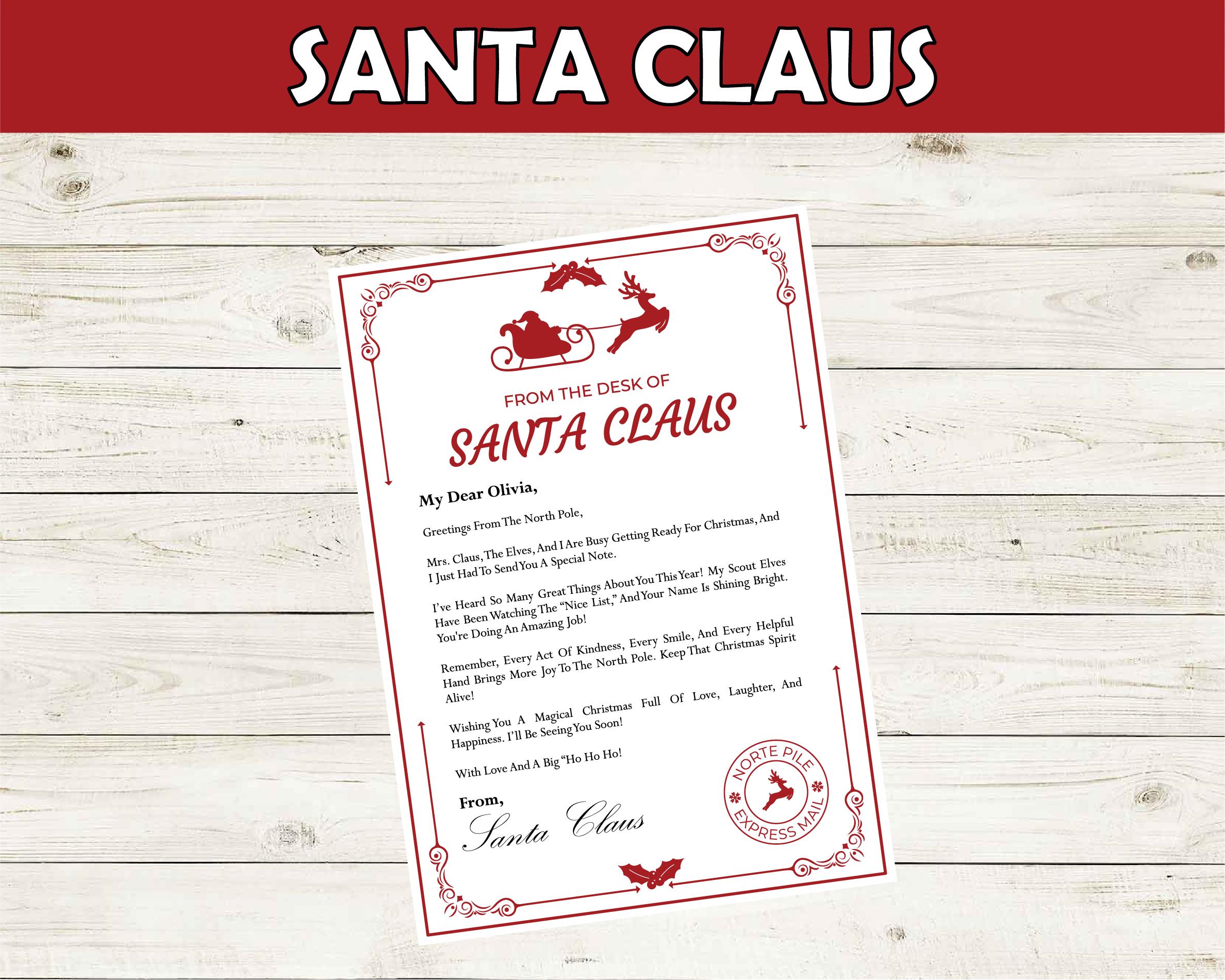 Editable Santa Letter Template | Personalized Letter From Santa ...