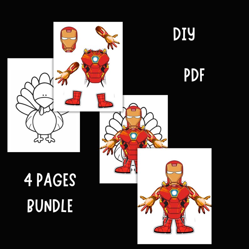 Disguise a Turkey-iron Man Template | Thanksgiving Craft Printable ...