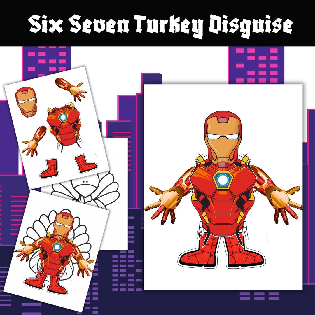 Disguise a Turkey-iron Man Template | Thanksgiving Craft Printable ...