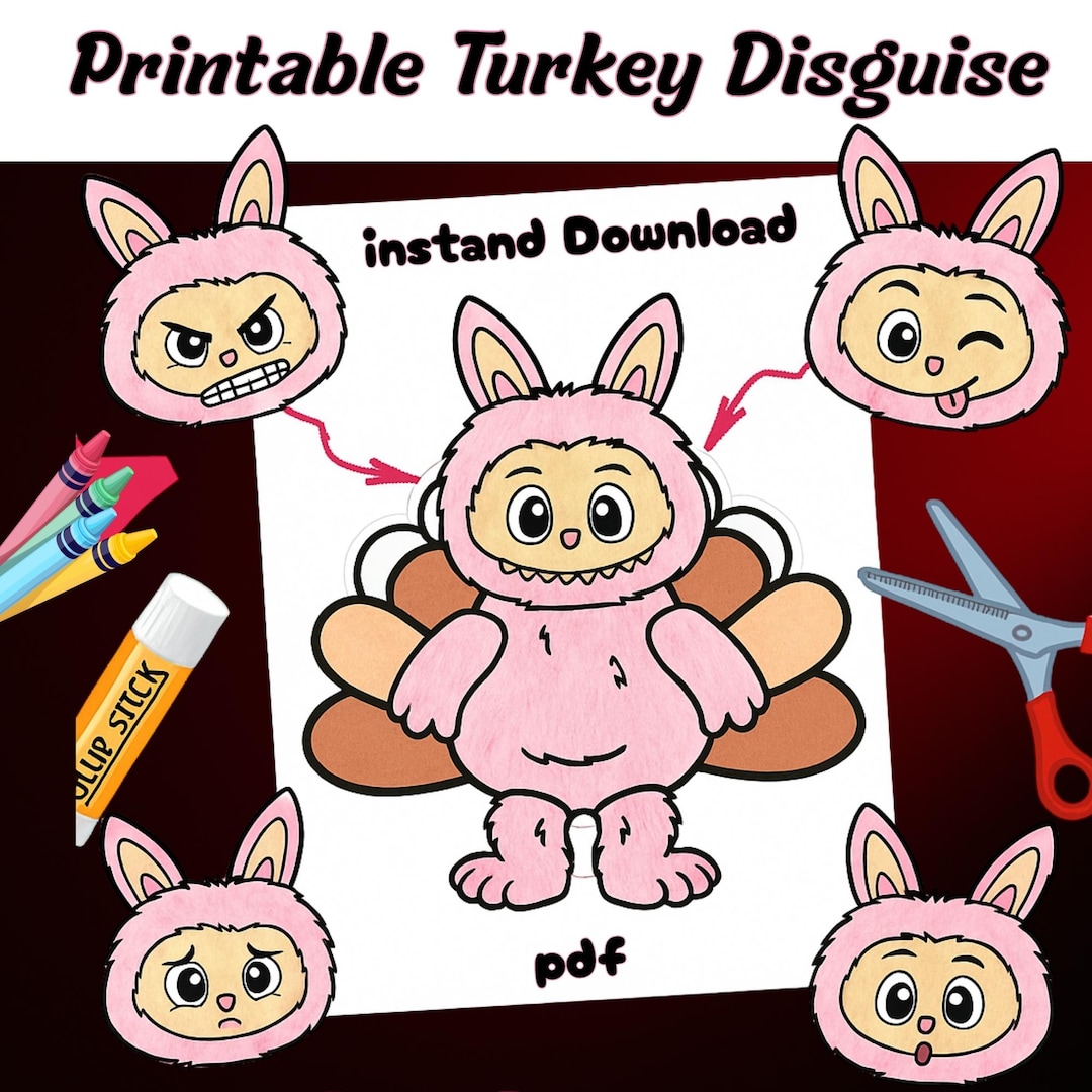 Printable Turkey Disguise Craft Kit, Monster Costume (PDF Pattern) - Etsy