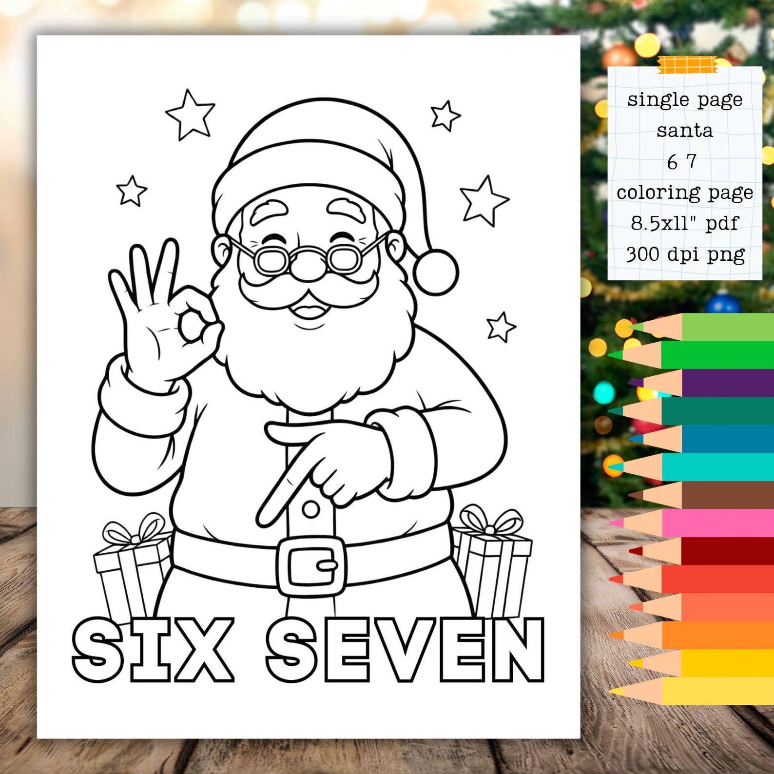 Santa 6 7 Coloring Pages, Viral Six Seven Trend, Gen Alpha Humor ...