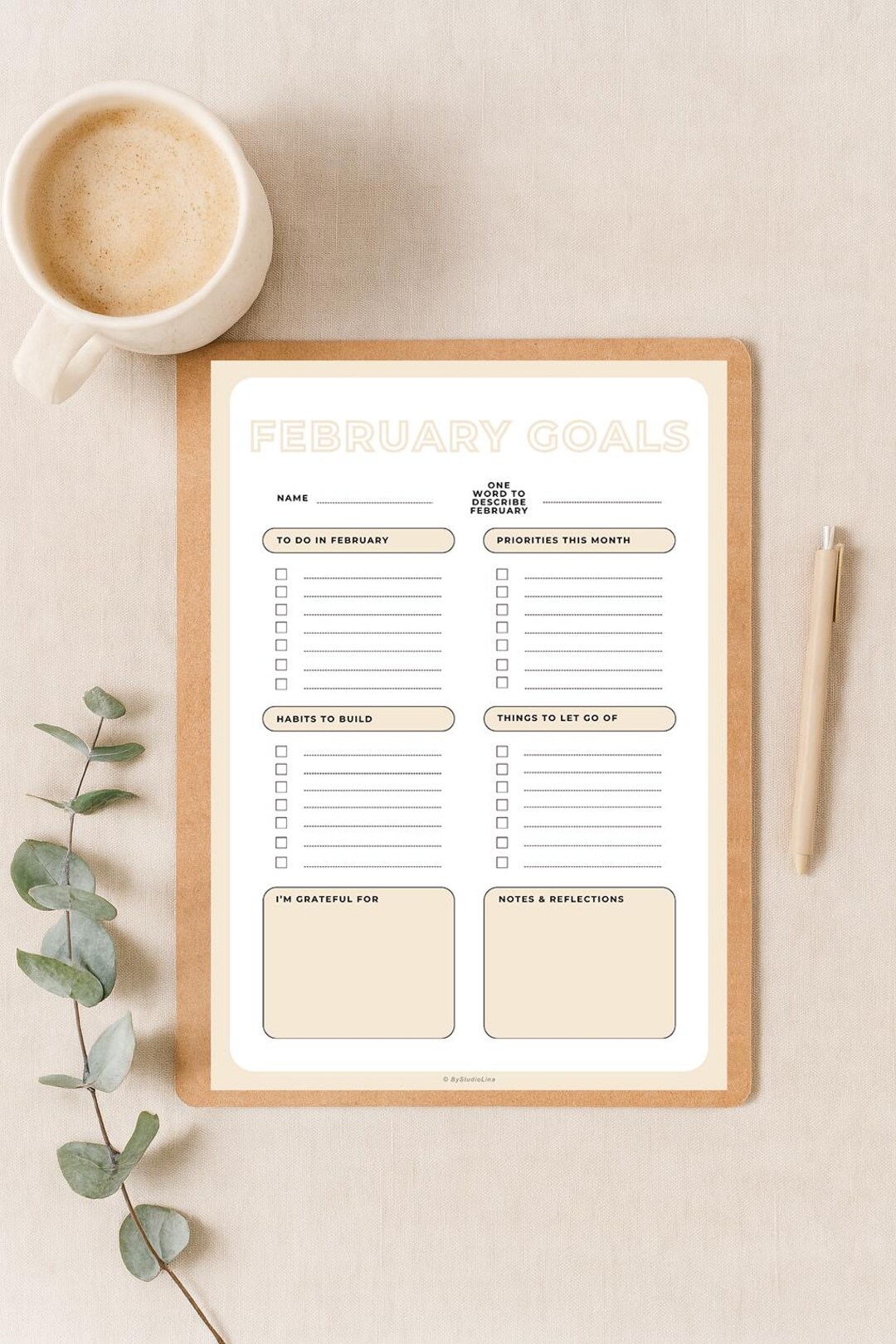 February Goals Planner | Monthly Printable and Fillable Planner ...