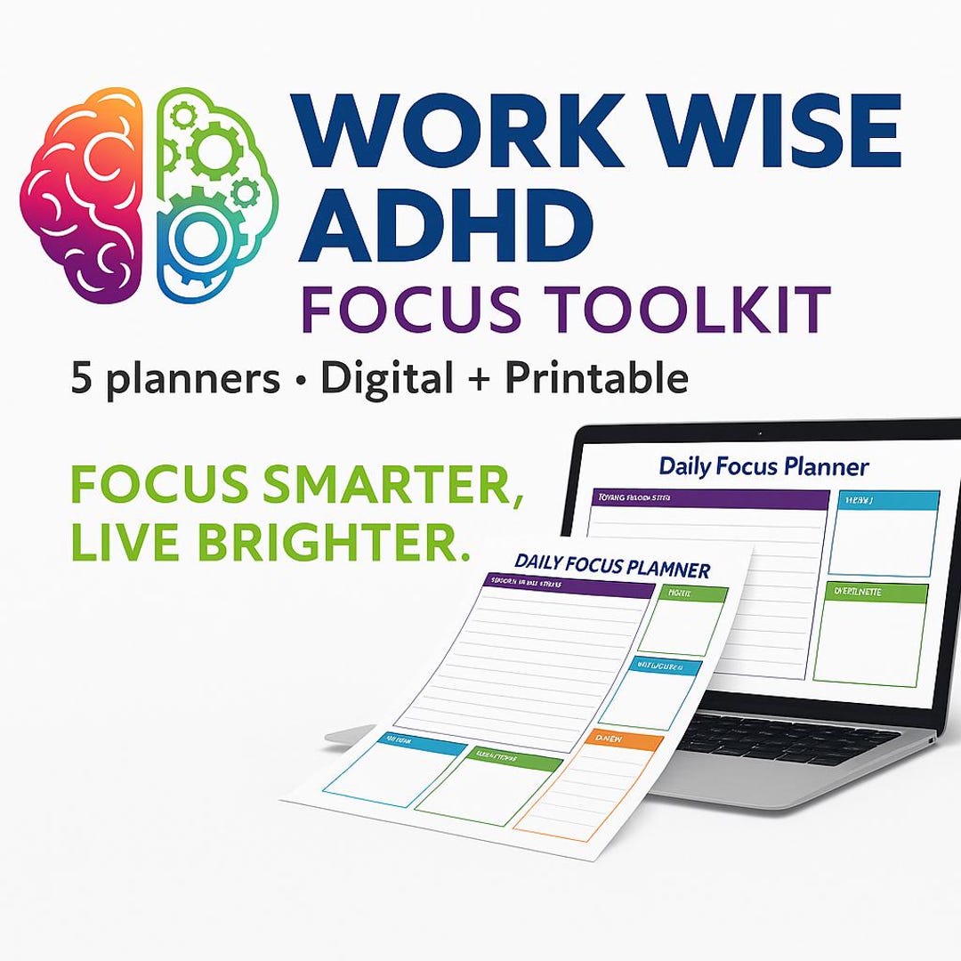 ADHD Focus Toolkit, Digital & Printable Planner Bundle (PDF) - Etsy