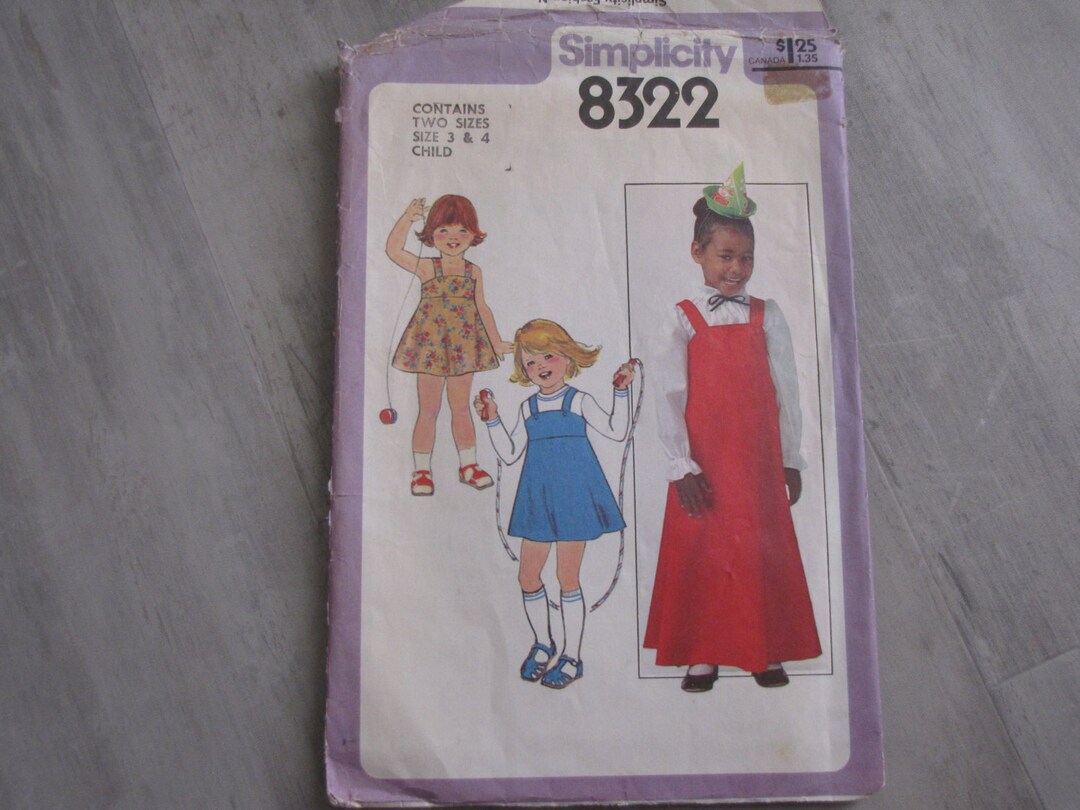 Vintage 1977 Child Dress or Jumper Pattern - Simplicity 8322- Size 3 ...