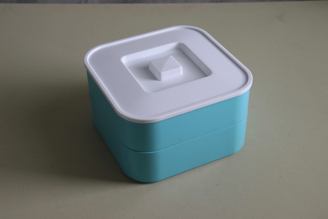 SALE Vintage Plastic Two Tier Turquoise Storage Container - With Lid ...