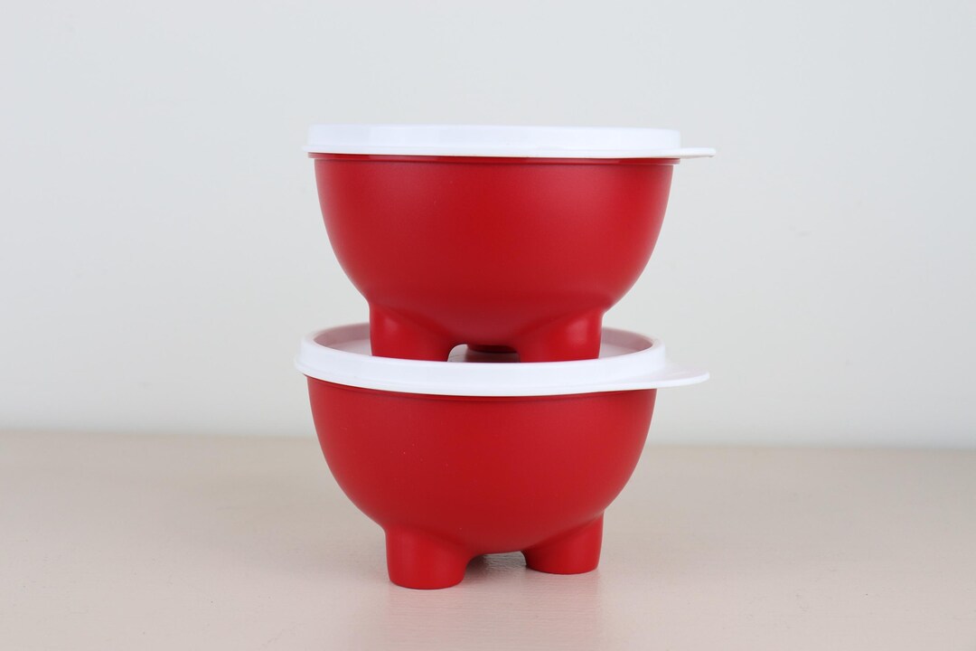 Vintage Tupperware Set of 2 red Footed Salsa Bowls 6956 - Etsy