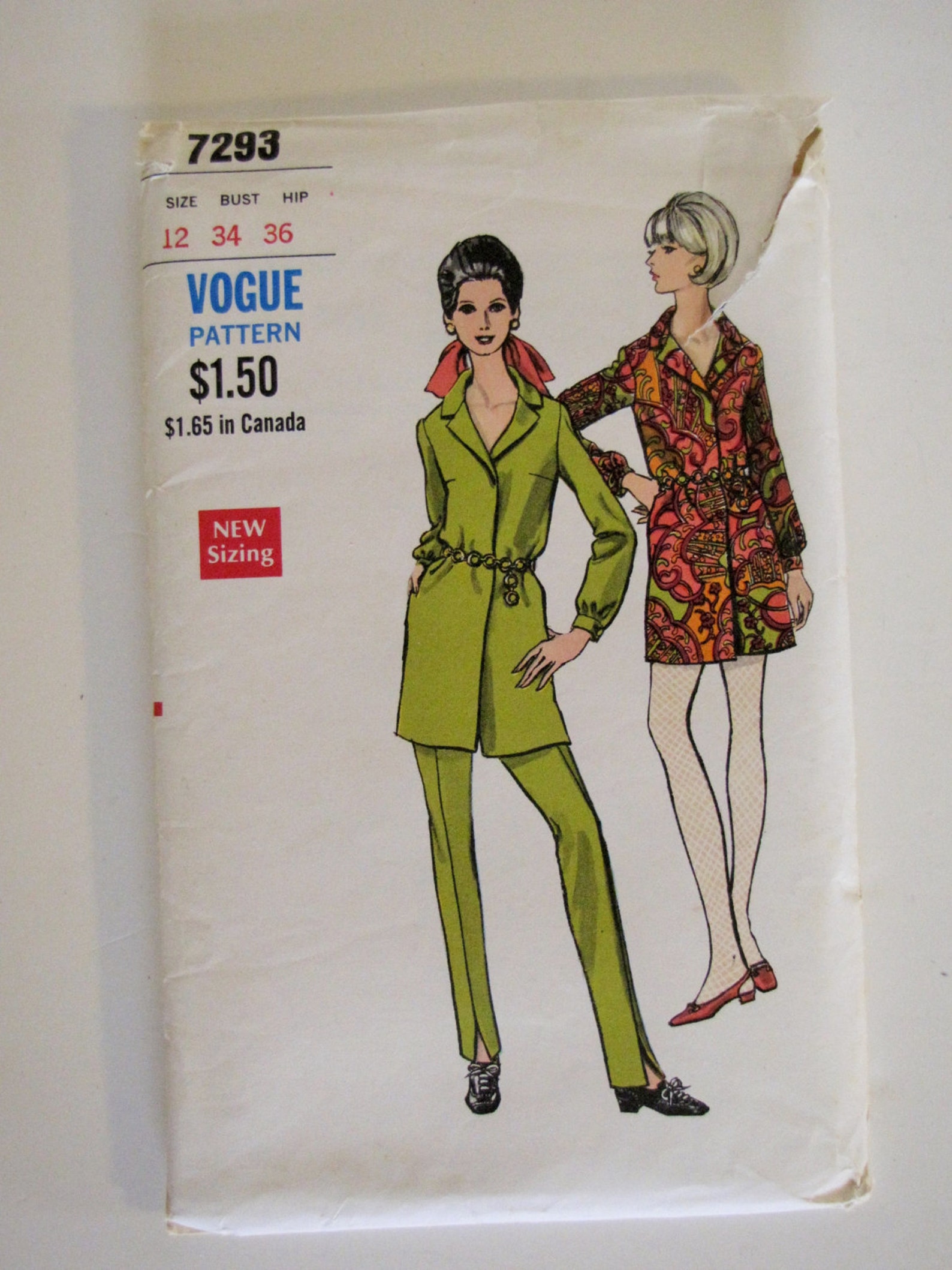 Vintage Vogue Shirt Dress and Slim Pants Pattern Size 12 - Etsy
