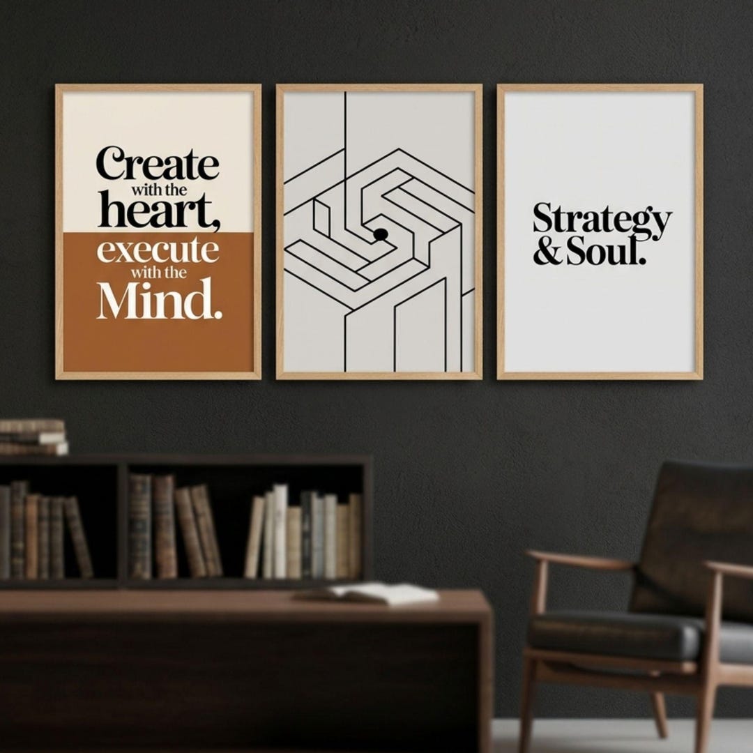 Executive Office Wall Art Set of 3, Strategic Mindset Quote Prints ...