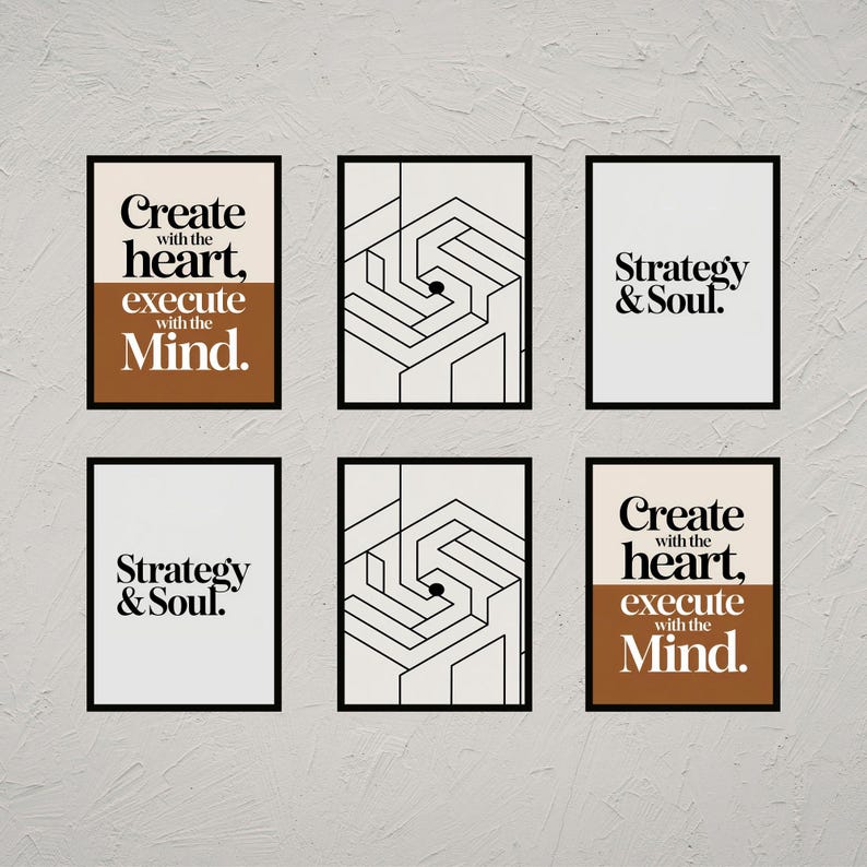 Executive Office Wall Art Set of 3, Strategic Mindset Quote Prints ...