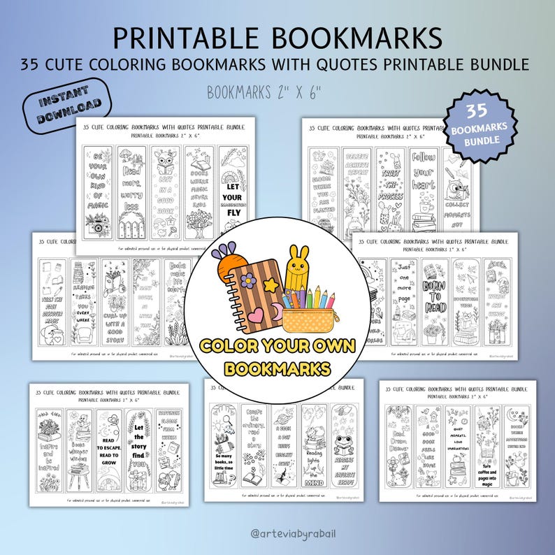 Printable Coloring Bookmarks | Inspirational Quote Bookmarks | DIY Gift ...