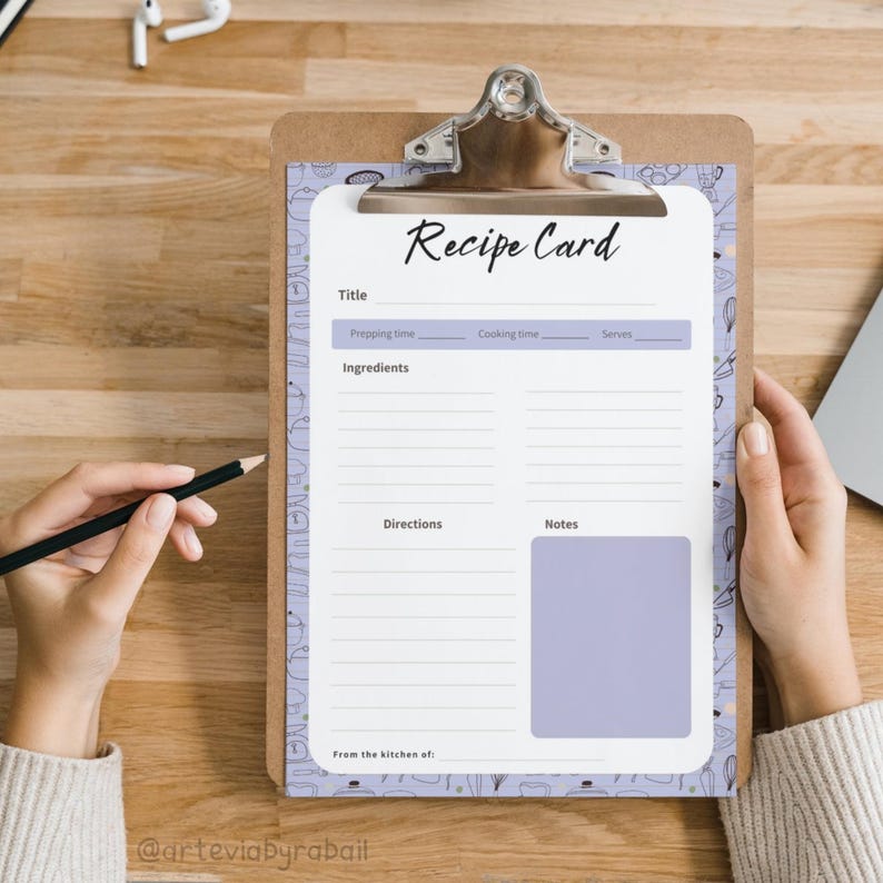 Editable Recipe Card Template | Recipe Book Pages Canva | A4 & US ...