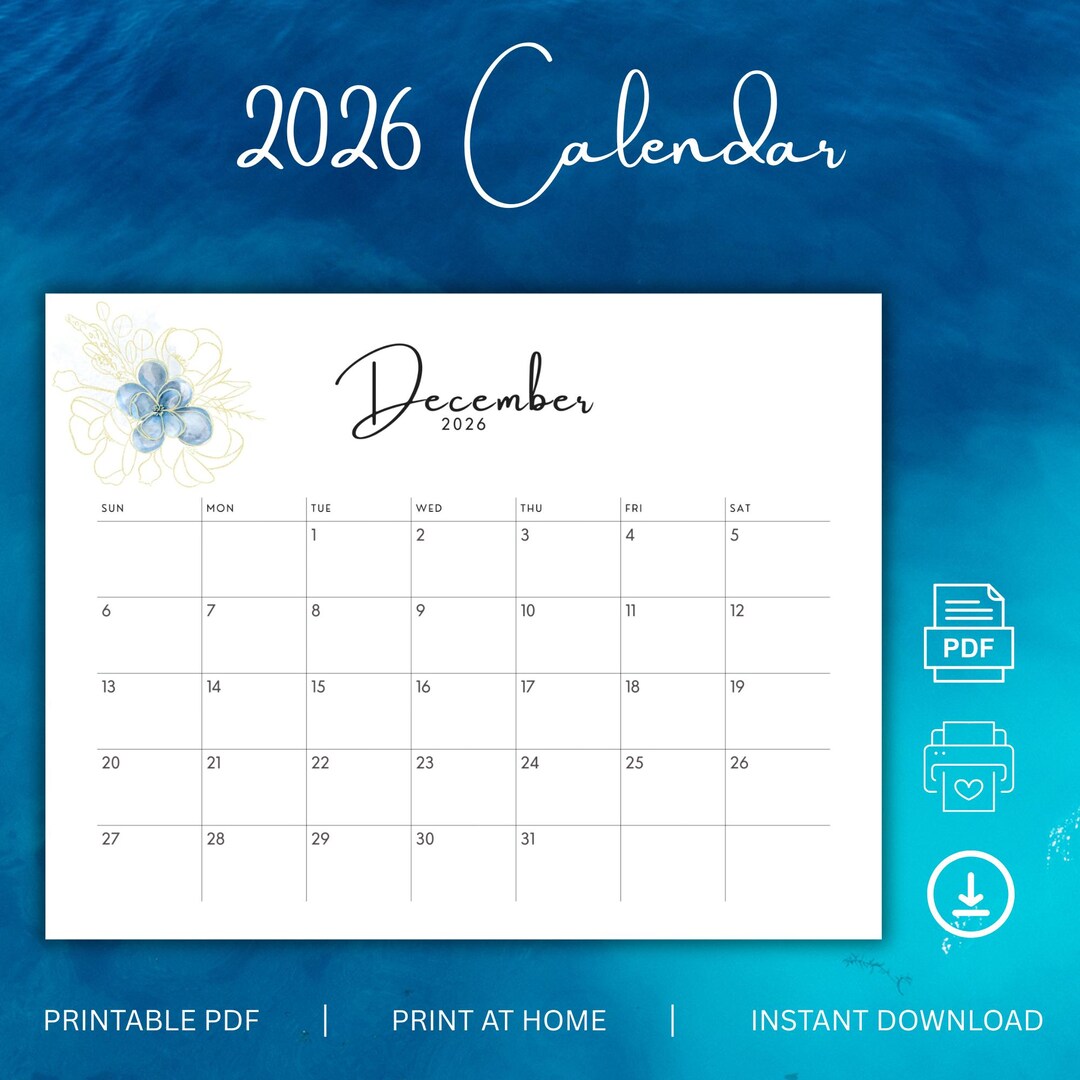 2026 Watercolor Floral Calendar, Minimalist Monthly Planner (PDF) - Etsy