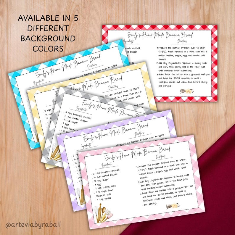 Printable Baking Recipe Card Template | Canva Editable 4x6 PDF ...