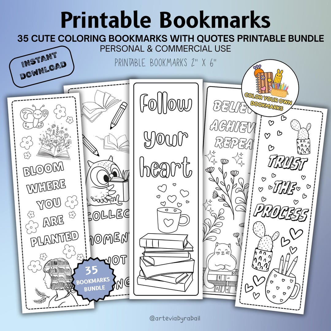 Printable Coloring Bookmarks | Inspirational Quote Bookmarks | DIY Gift ...