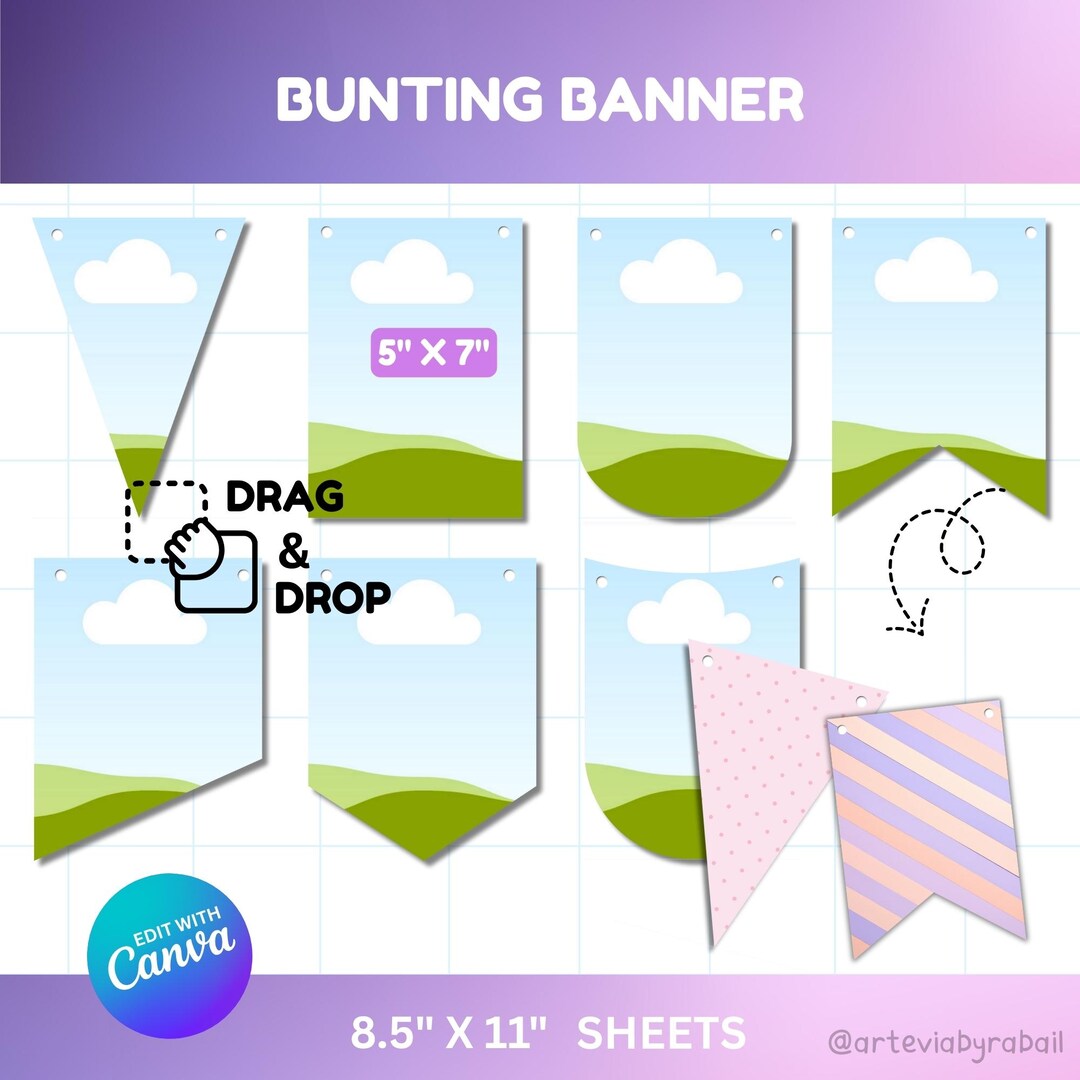 Editable Bunting Banner Template | Canva DIY Garland (digital Download ...