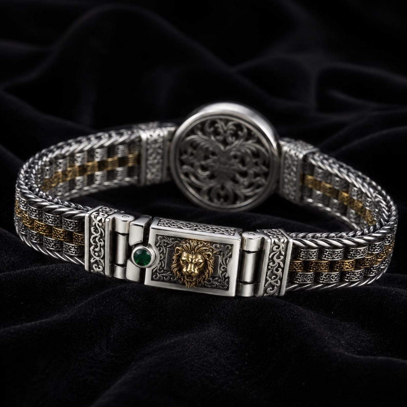 Lion Head Bracelet for Men, Vintage Sterling Silver Bracelet, Gothic ...