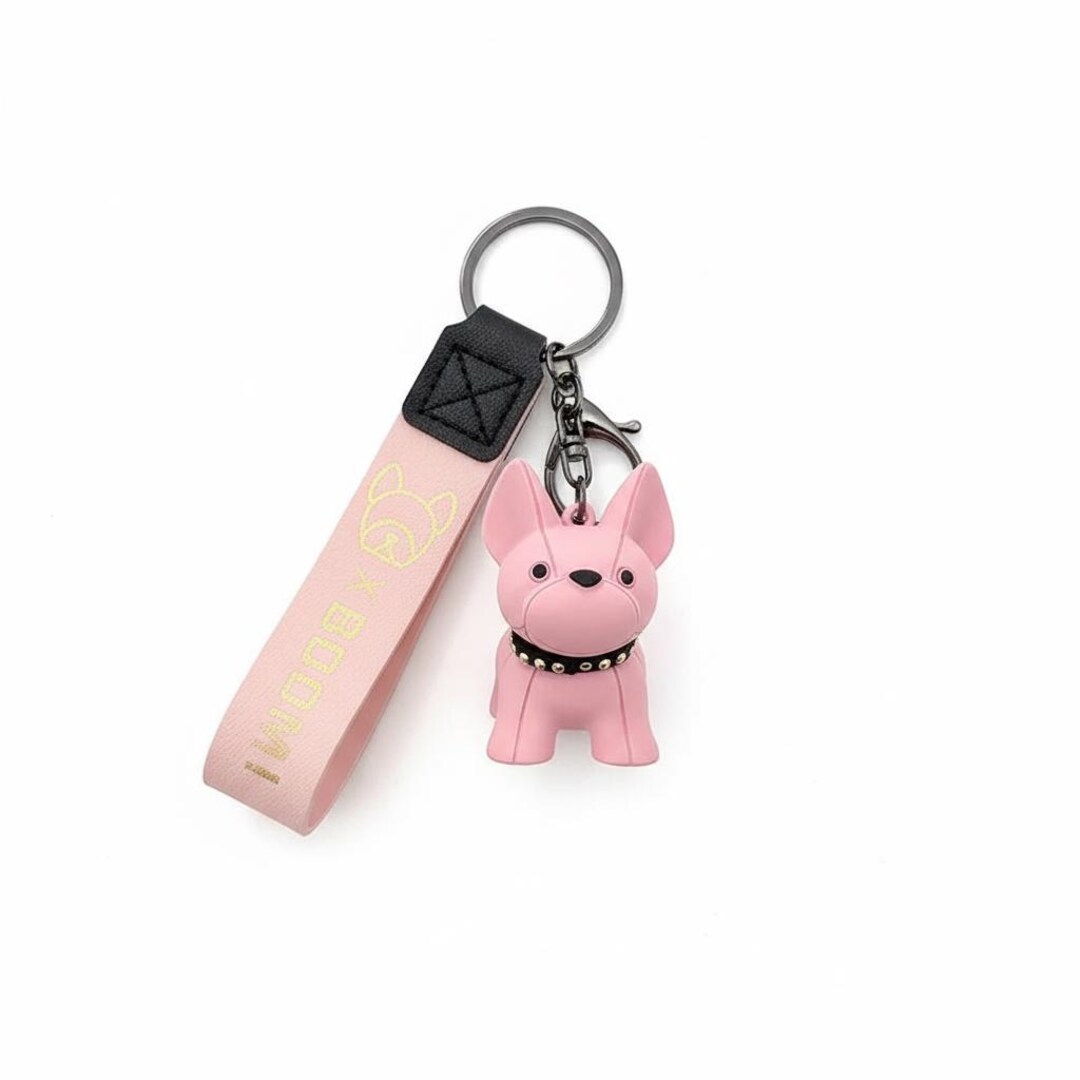 French Bulldog Keychain Pink Frenchie Bag Charm Kawaii Wrist Strap Dog ...