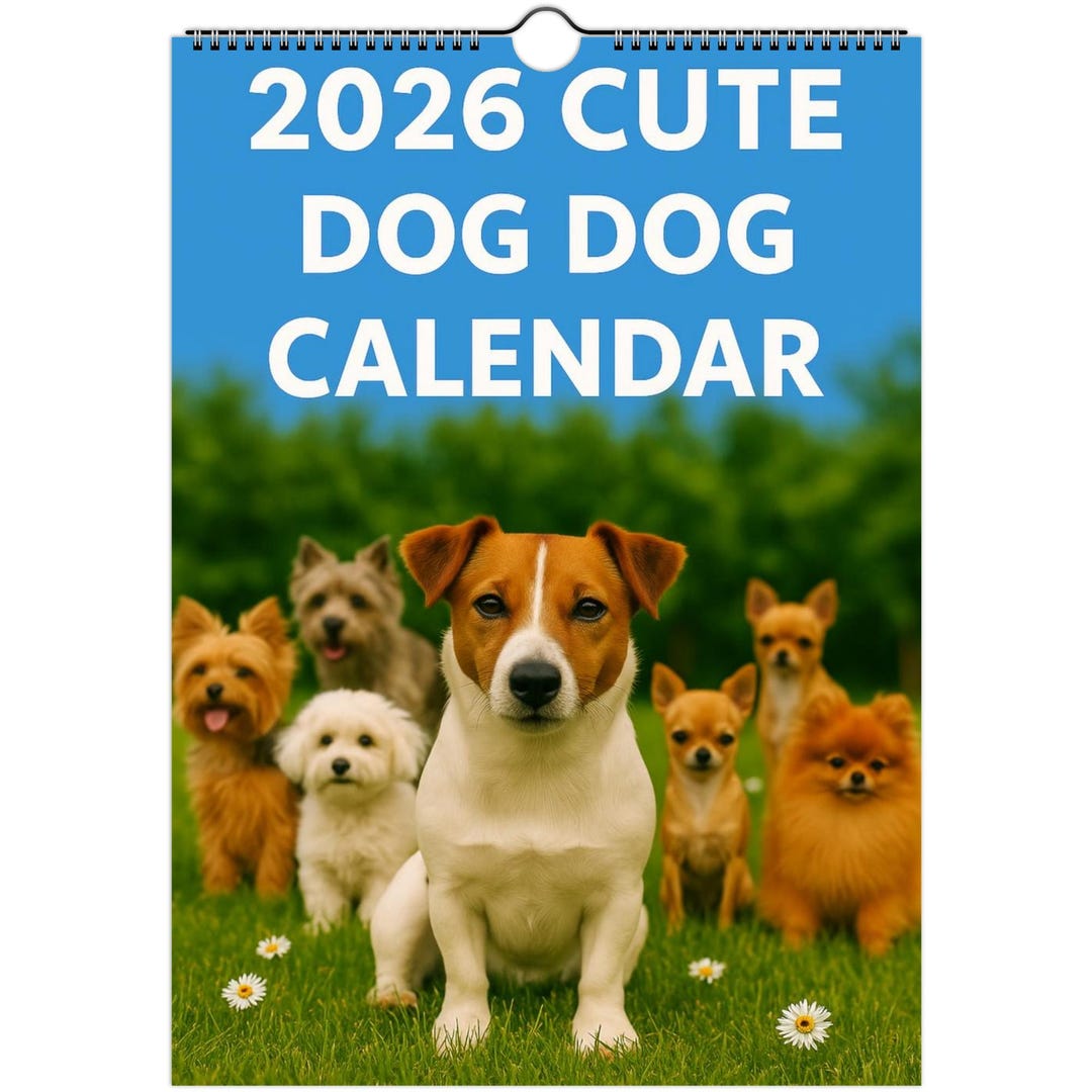 2026 Cute Dog Calendar With Motivational Messages - Personalised Wall ...