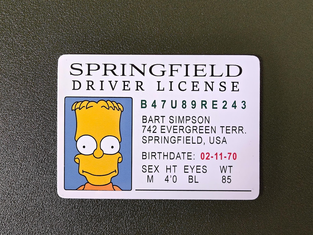 The Simpsons - Bart Simpson Driving License - Etsy