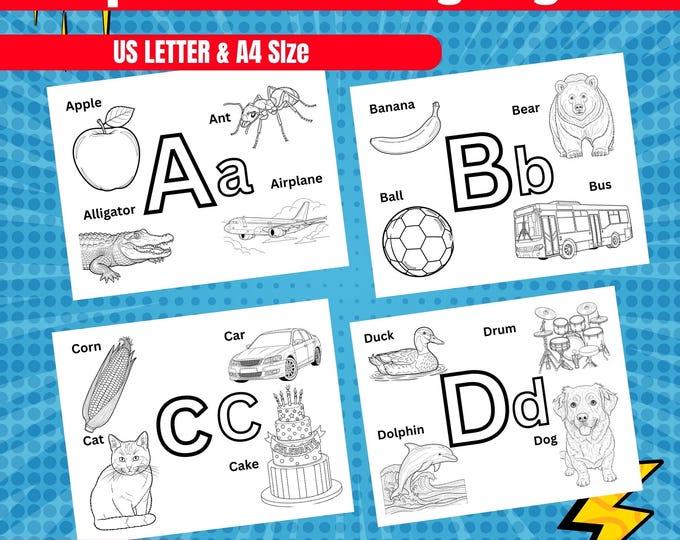 26 Printable Alphabet Coloring Pages, Toddler Activity, ABC Coloring ...