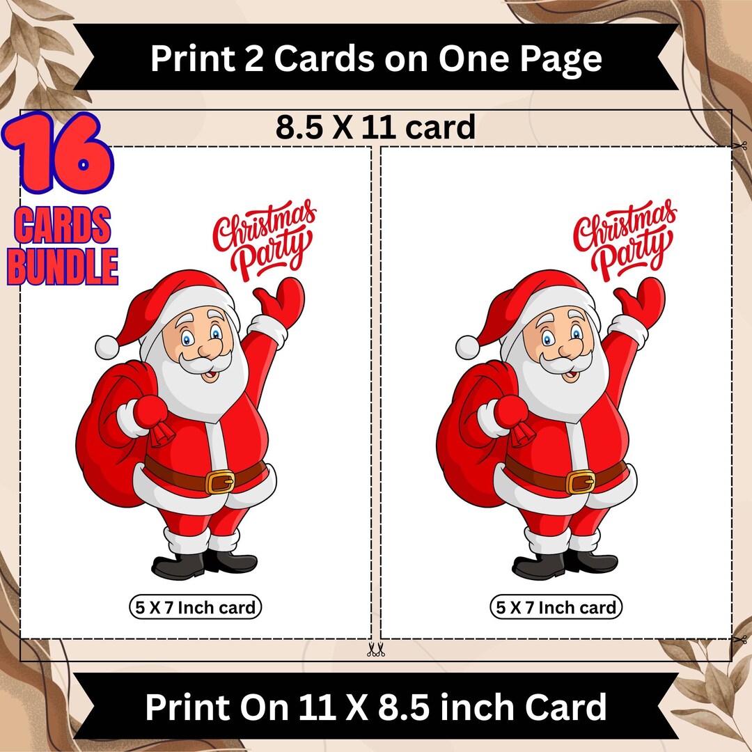 16 Christmas Cards Bundle | Printable Holiday Greeting Cards | Digital ...